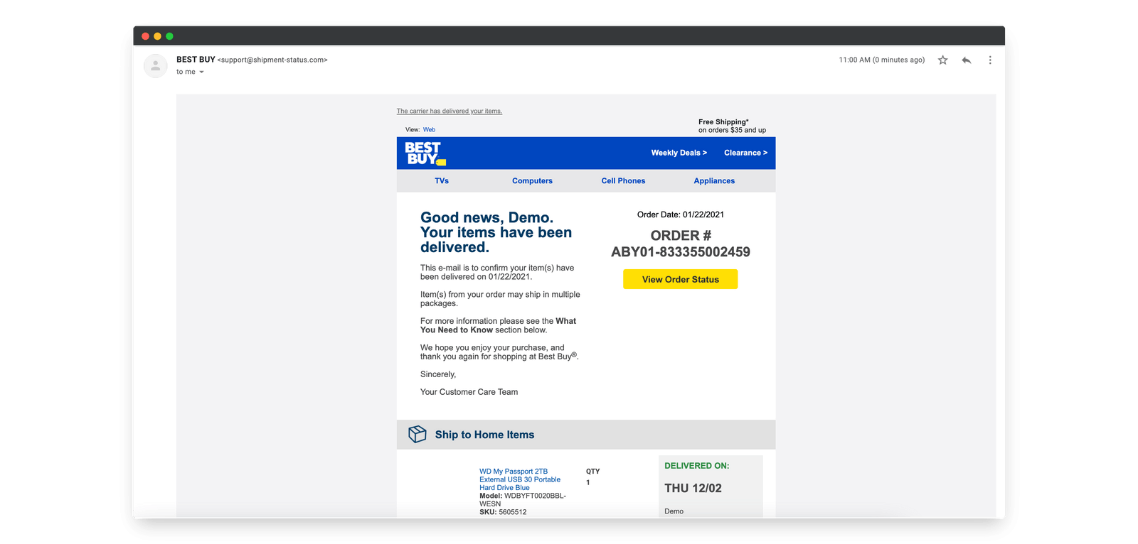 Best Buy Phishing Email Example | Hook Security