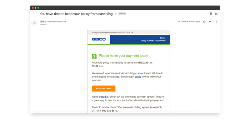 Geico Phishing Email Example | Hook Security