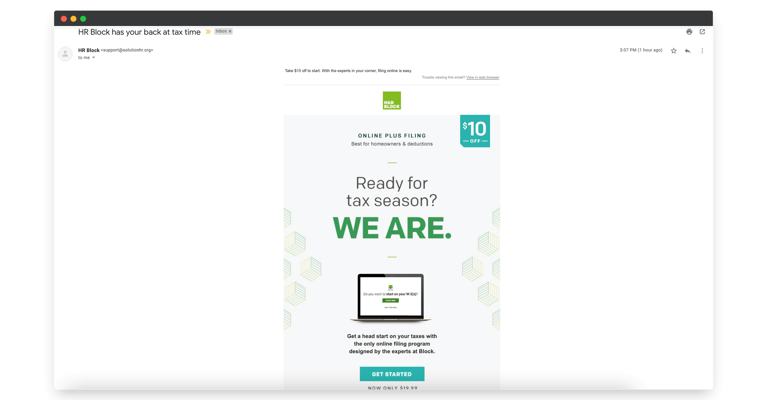 H&R Block Phishing Email Example | Hook Security