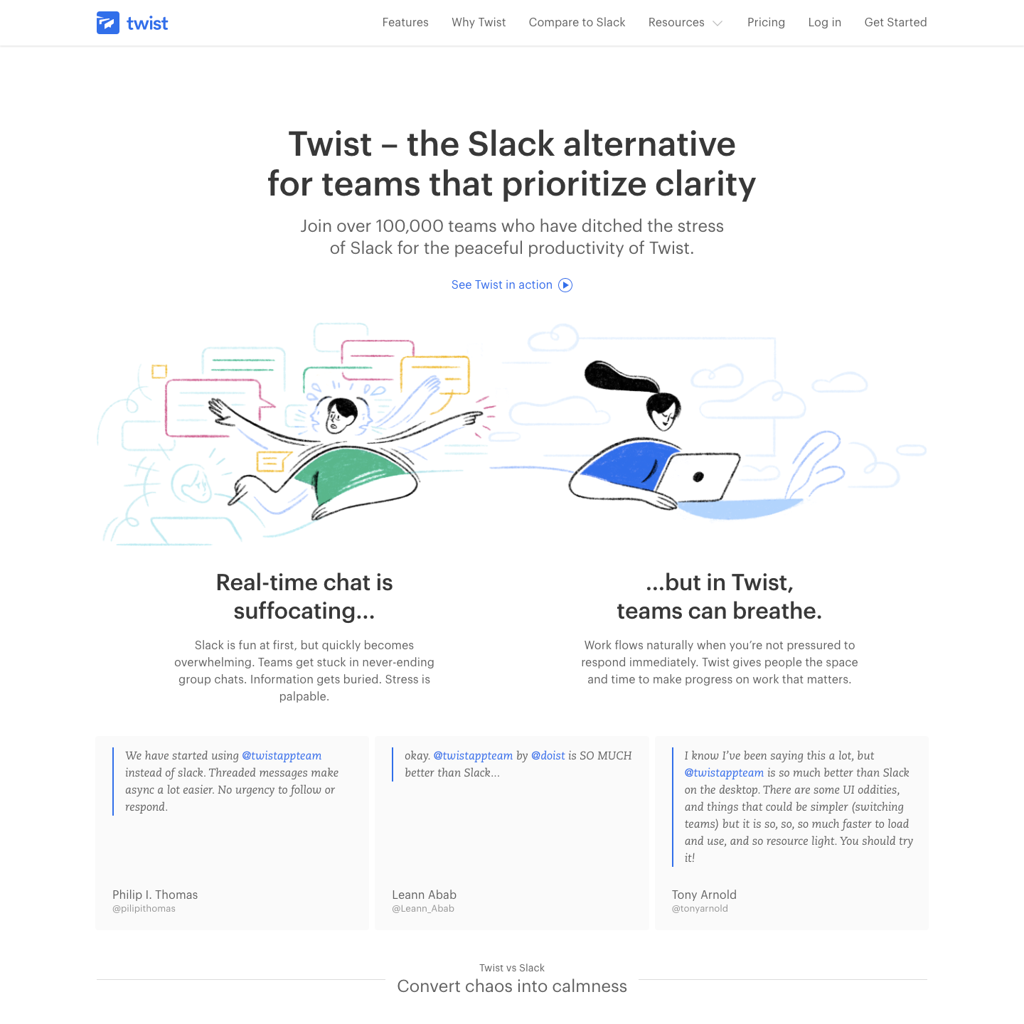 Twist vs Slack Comparison Page