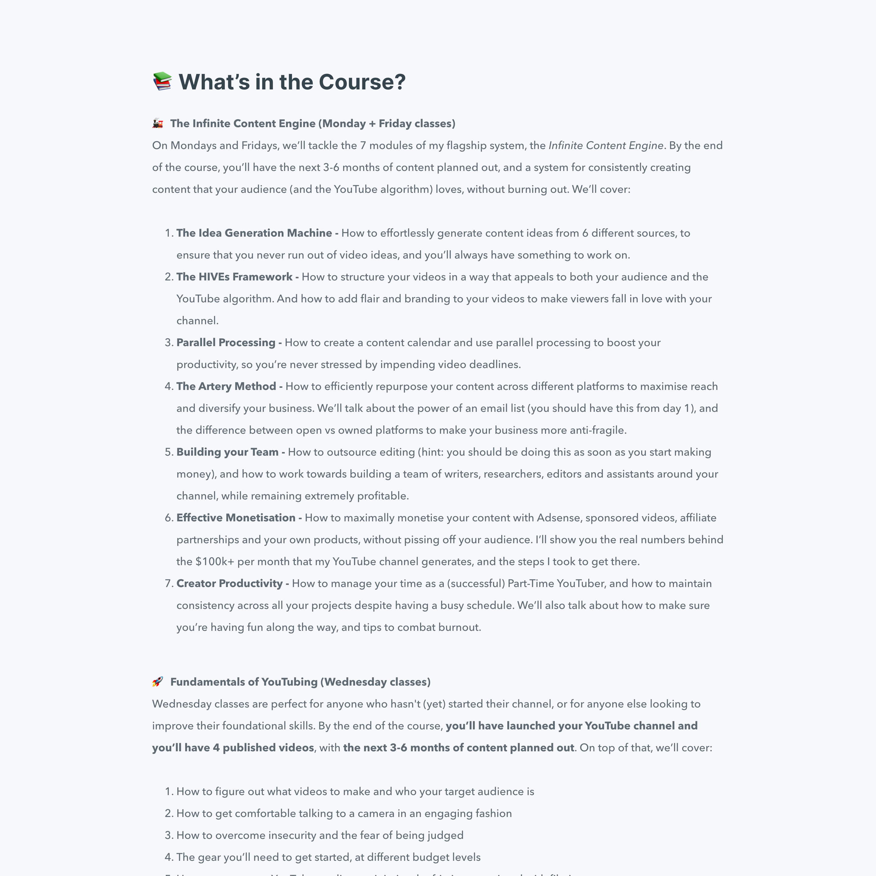 Part-Time YouTuber Academy's Landing Page