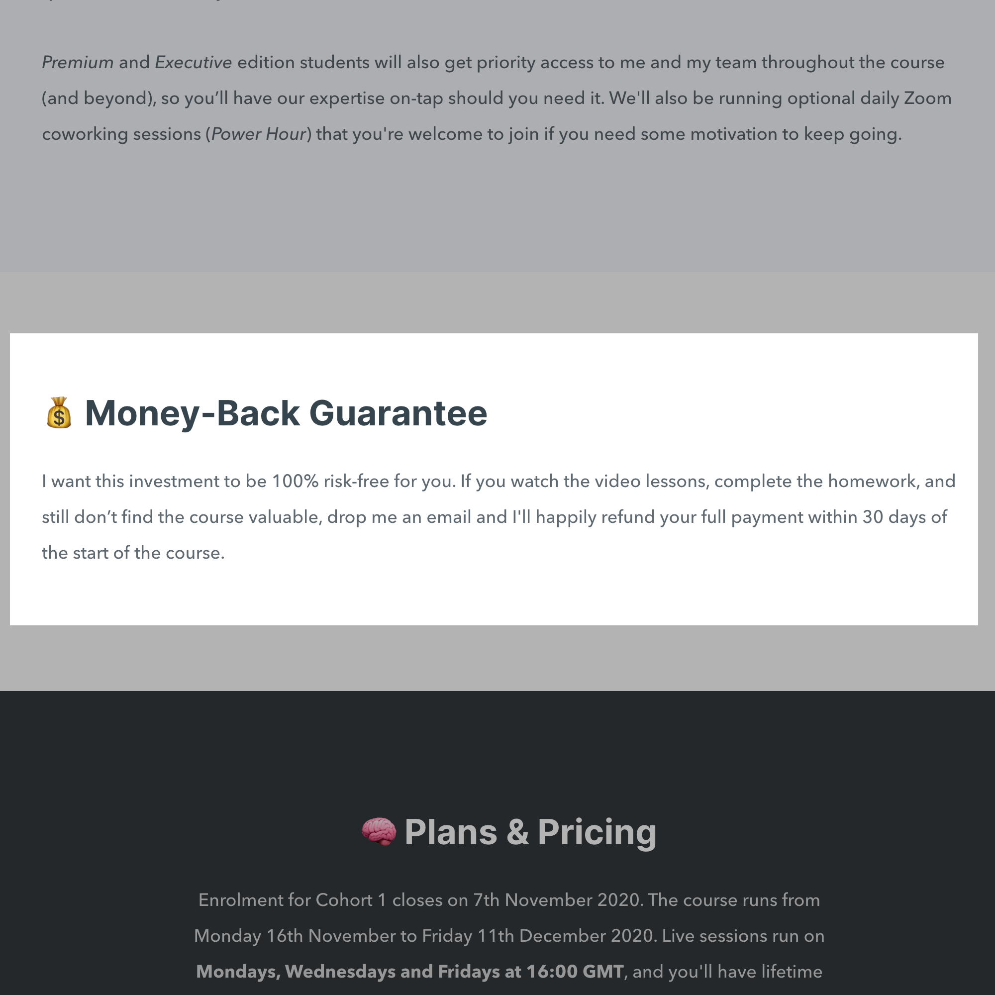 Part-Time YouTuber Academy's Landing Page