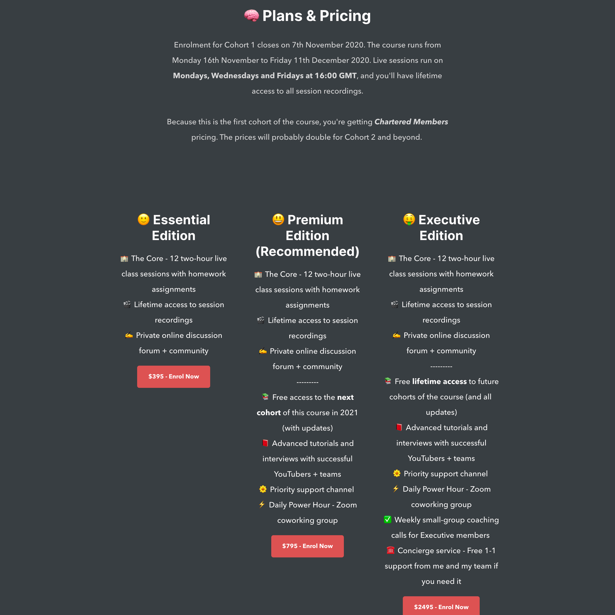 Part-Time YouTuber Academy's Landing Page