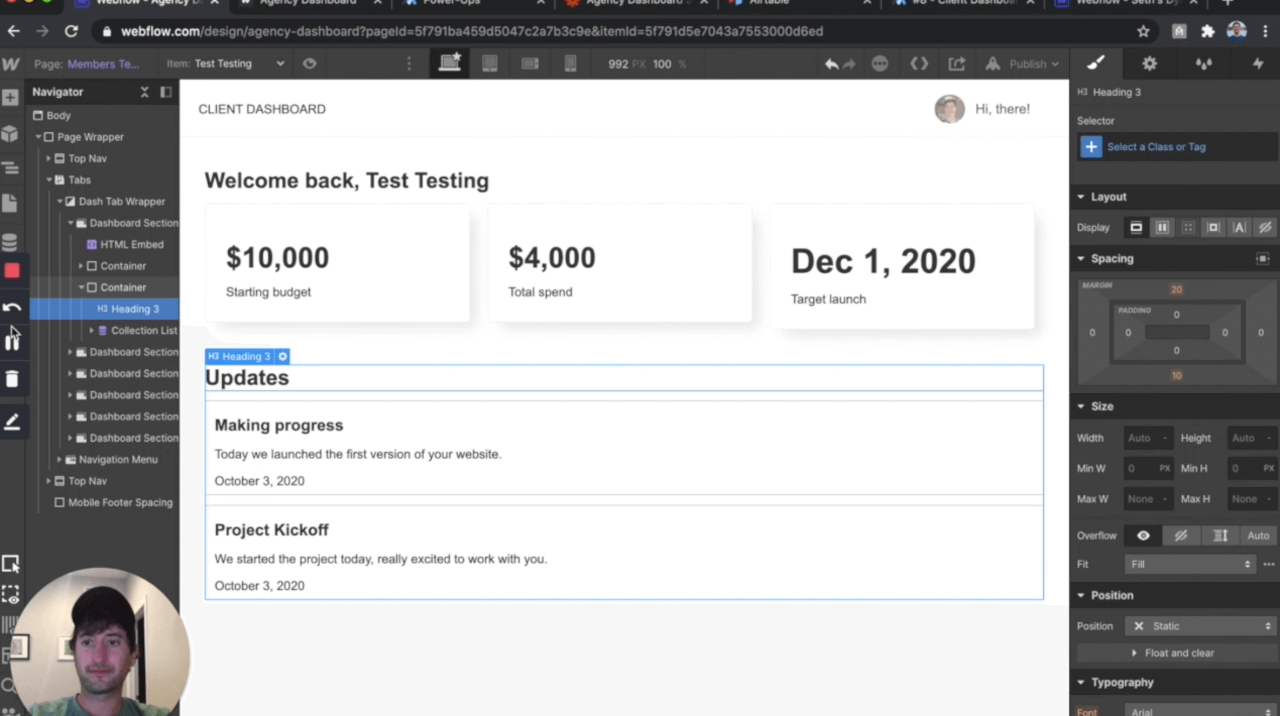 Build a client dashboard in Webflow - No Code MBA