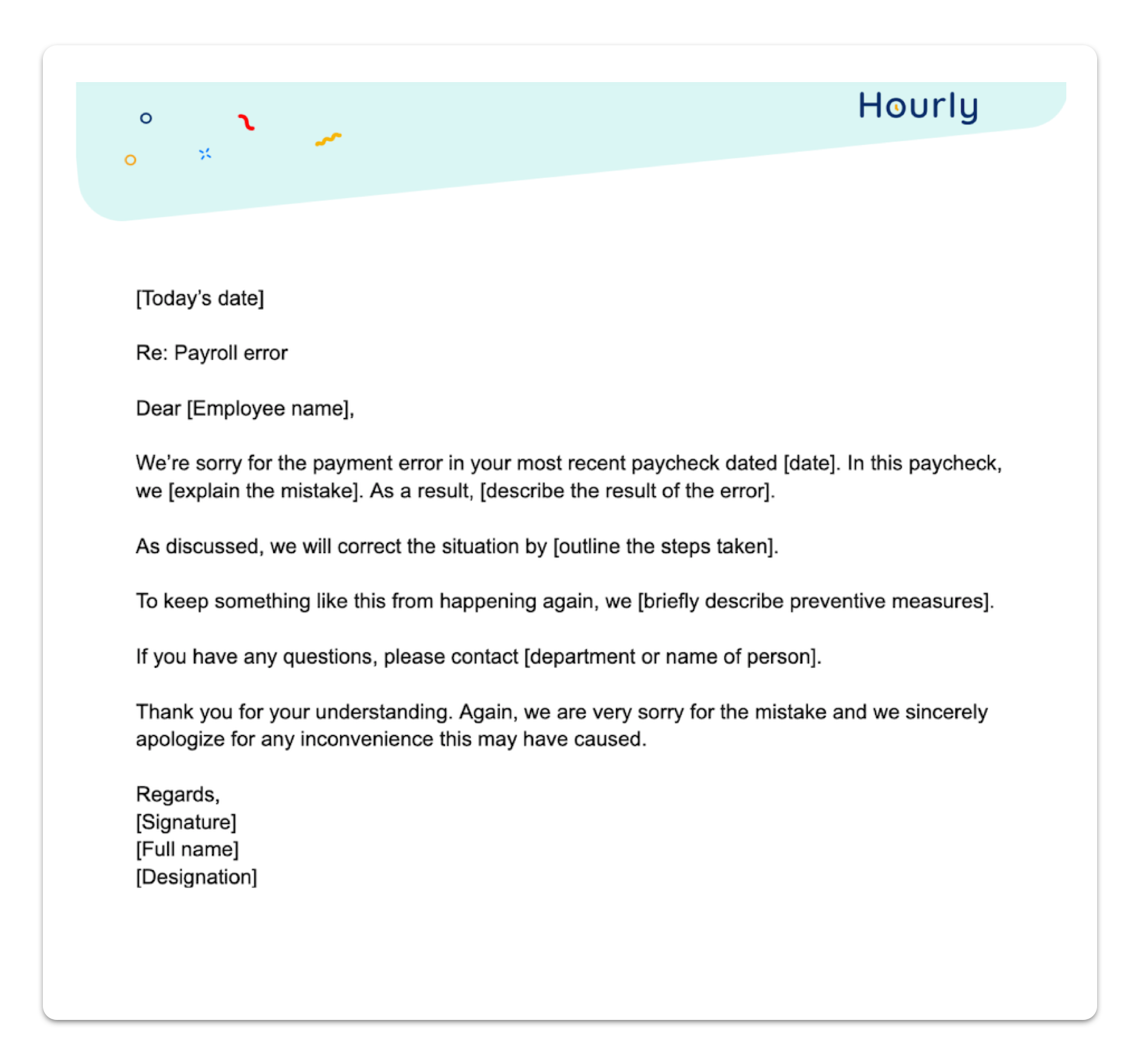 Payroll Mistake Send This Payroll Error Letter To Employees Hourly Inc 