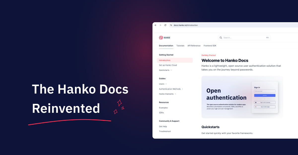 Hanko Docs Reinvented. Open-Source Authentication Just Got Easier
