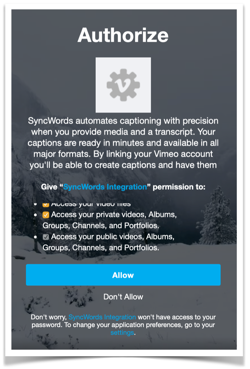Making Your Vimeo Content Accessible via our SyncWords Integration