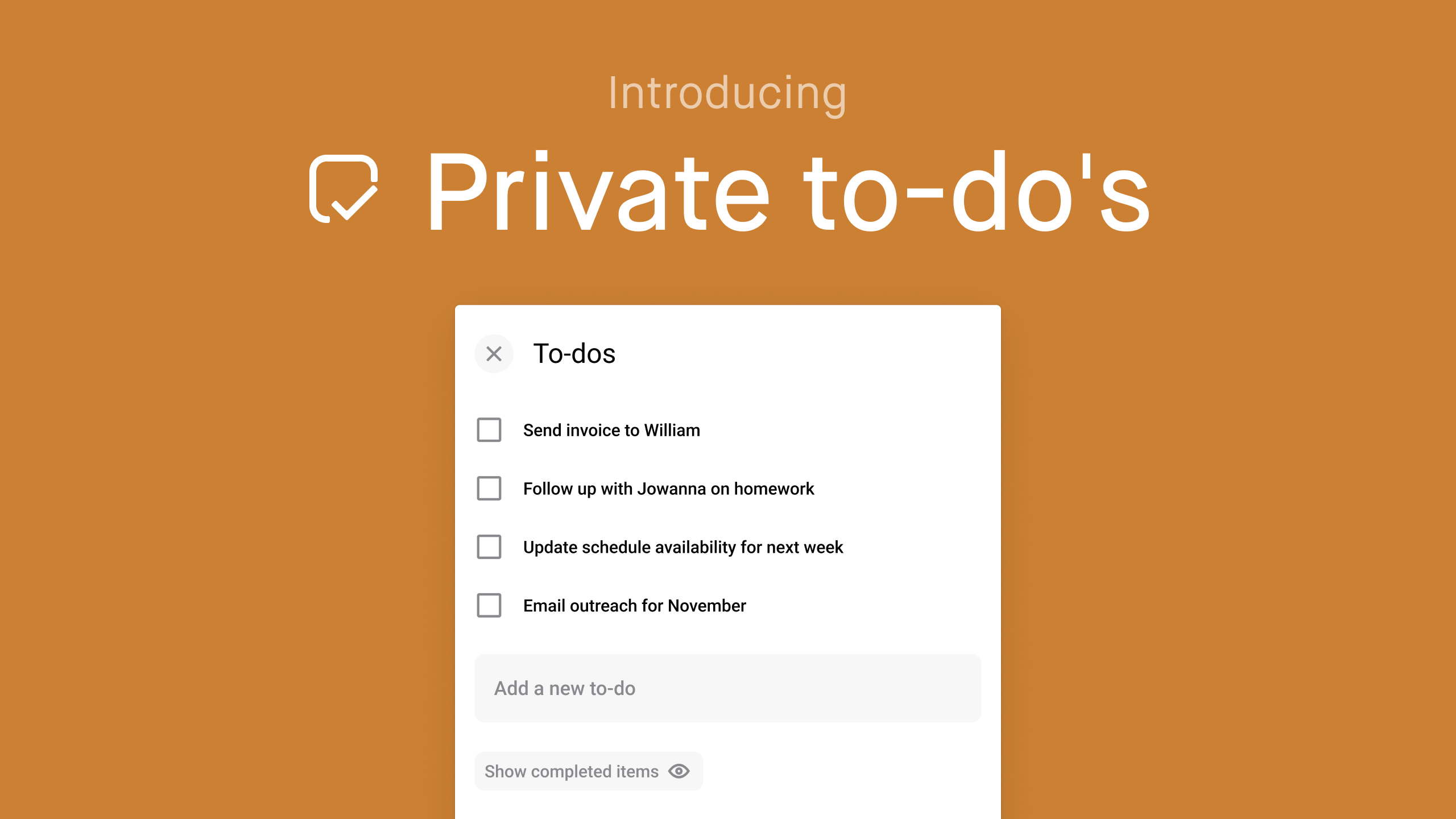 Practice – Introducing Private to-do's