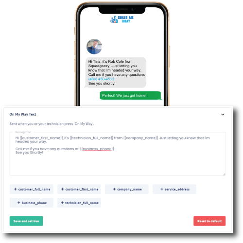 OMW Text Messages - One Click to Let Your Customers Know You're OTW