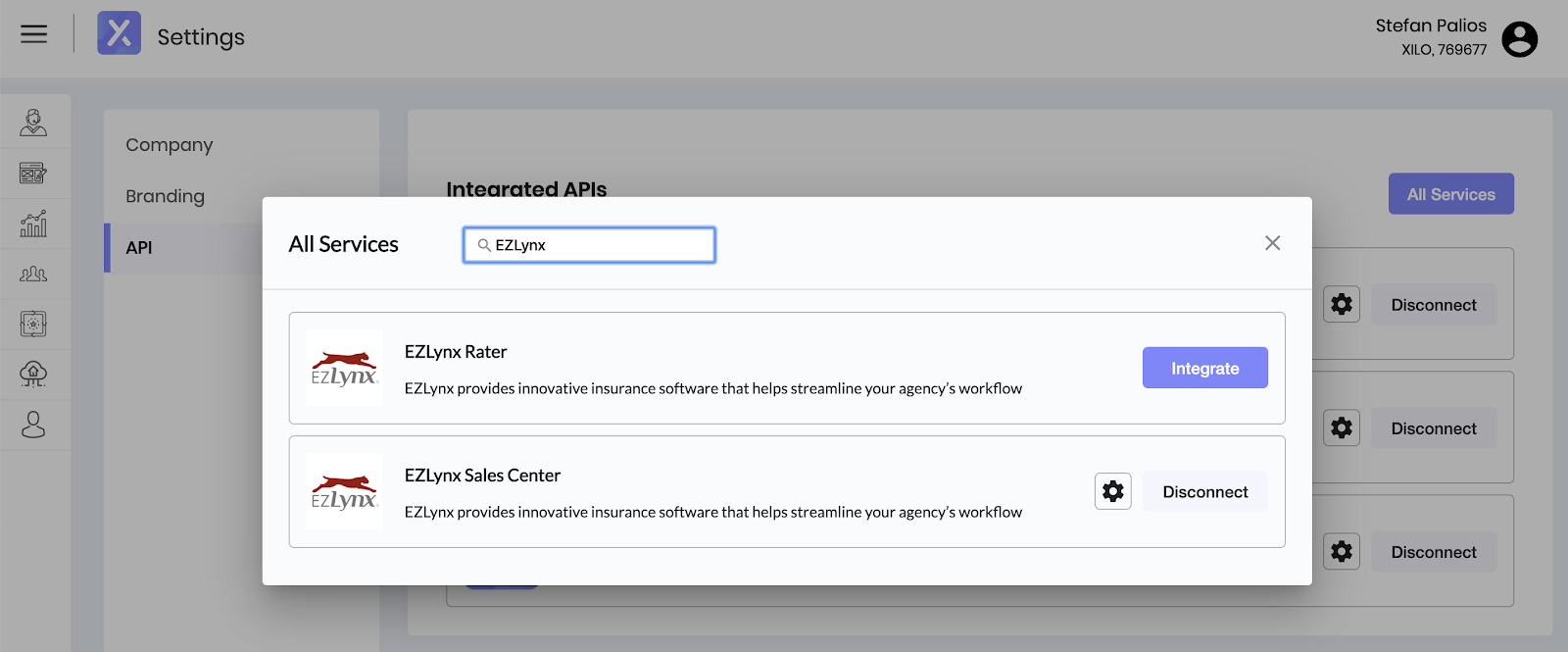 Step 5: Click the “Integrate” button beside the EZLynx integration you ...