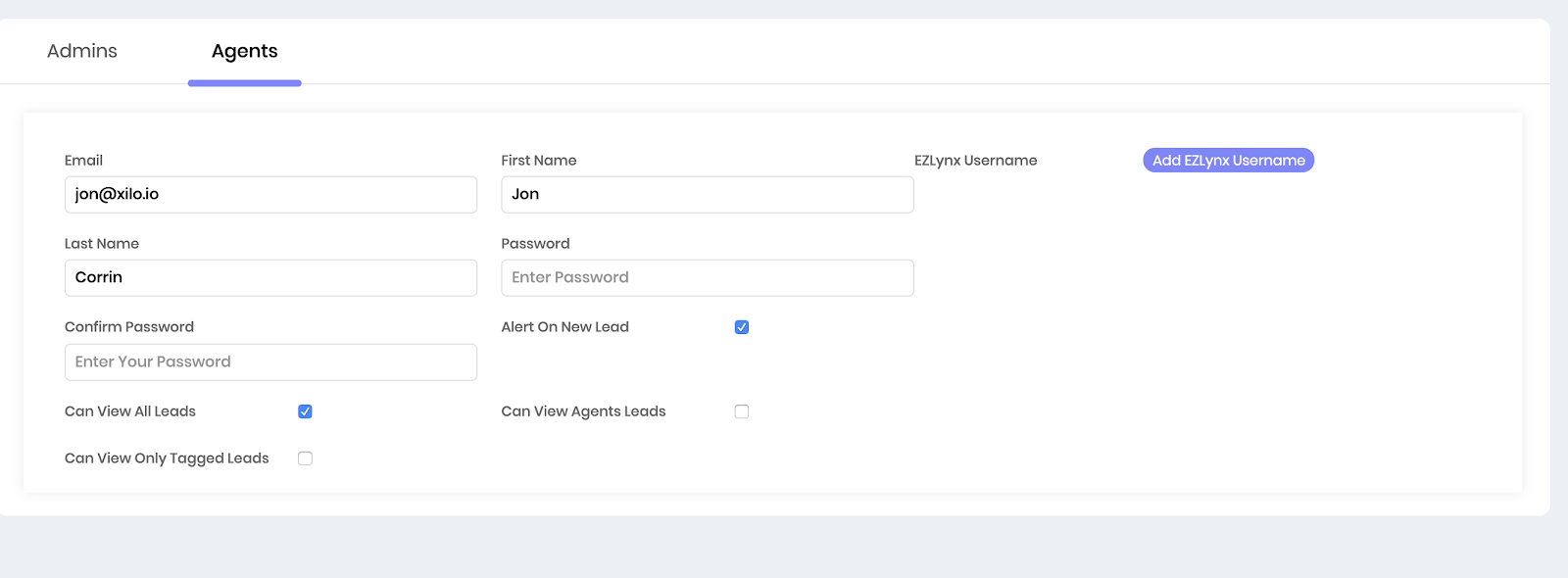 Step 8: Click the “Add EZLynx Username” button on the right side of the ...