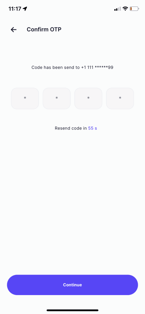 Confirm OTP | Draftbit Example Screens