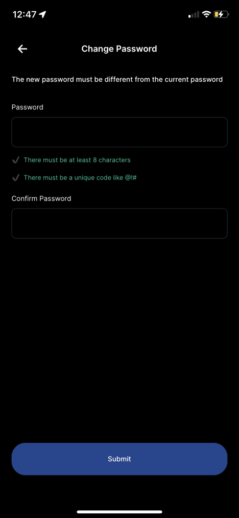 Change Password | Draftbit Example Screens