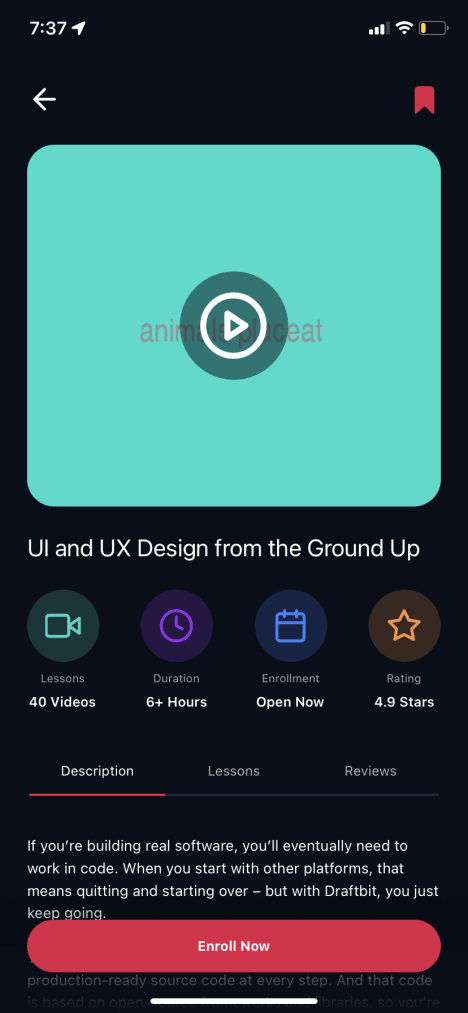 Course Detail | Draftbit Example Screens