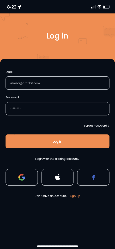 Login with Social options | Draftbit Example Screens