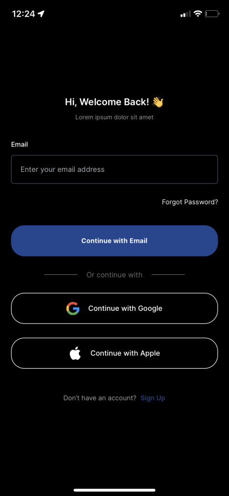 Login Screen - Dark Theme | Draftbit Example Screens