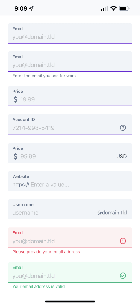 Text Inputs - Materialish | Draftbit Example Screens