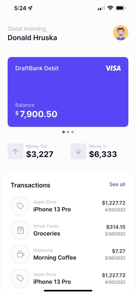 Personal Finance - Home | Draftbit Example Screens