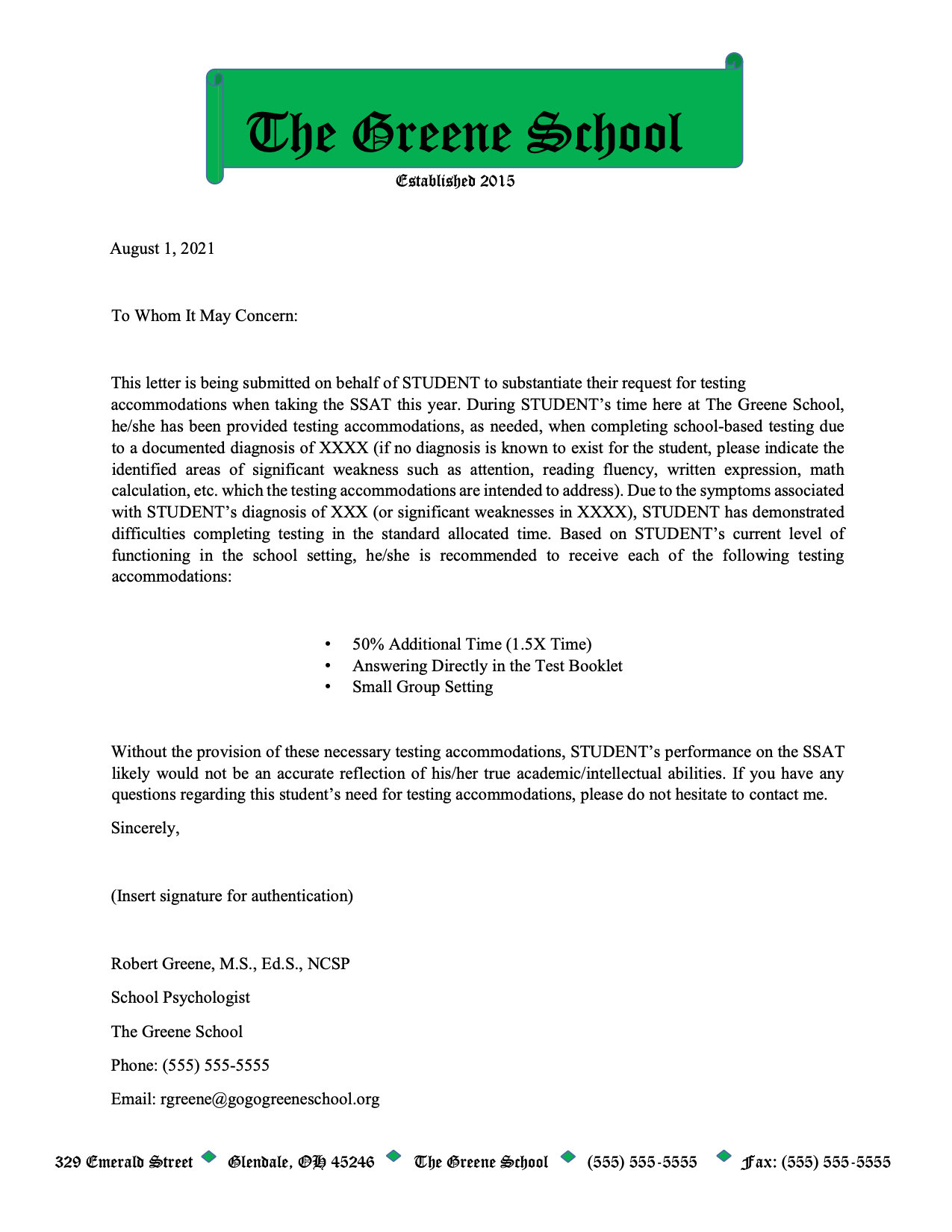 SSAT Testing Accommodations Official SSAT