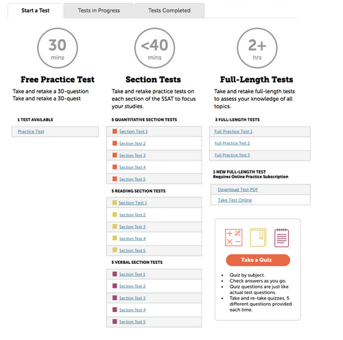 SSAT Official Online Practice Tests | Free Practice Test