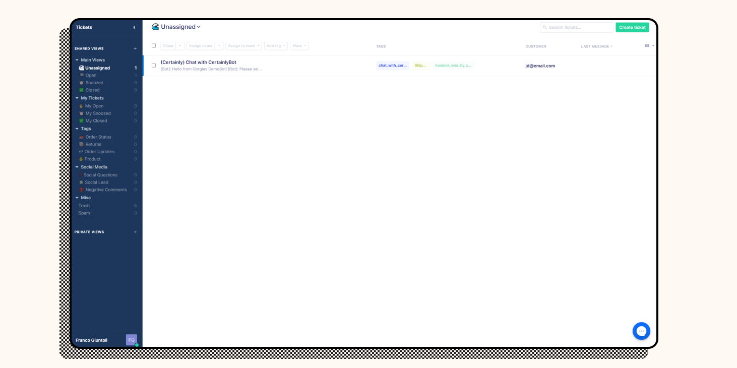 Take care of your shoppers with Gorgias & Certainly