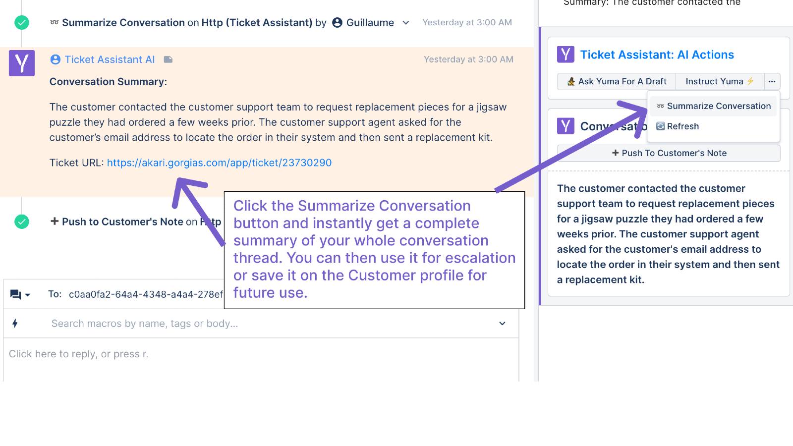Take care of your shoppers with Gorgias & Ticket Assistant by Yuma AI