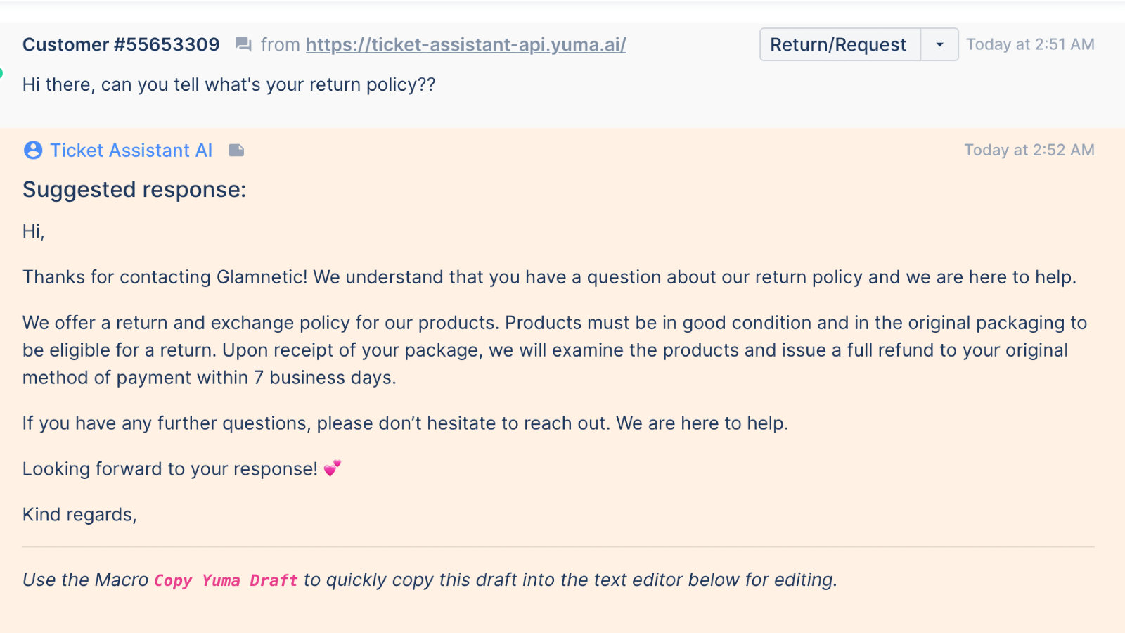 Take care of your shoppers with Gorgias & Ticket Assistant by Yuma AI