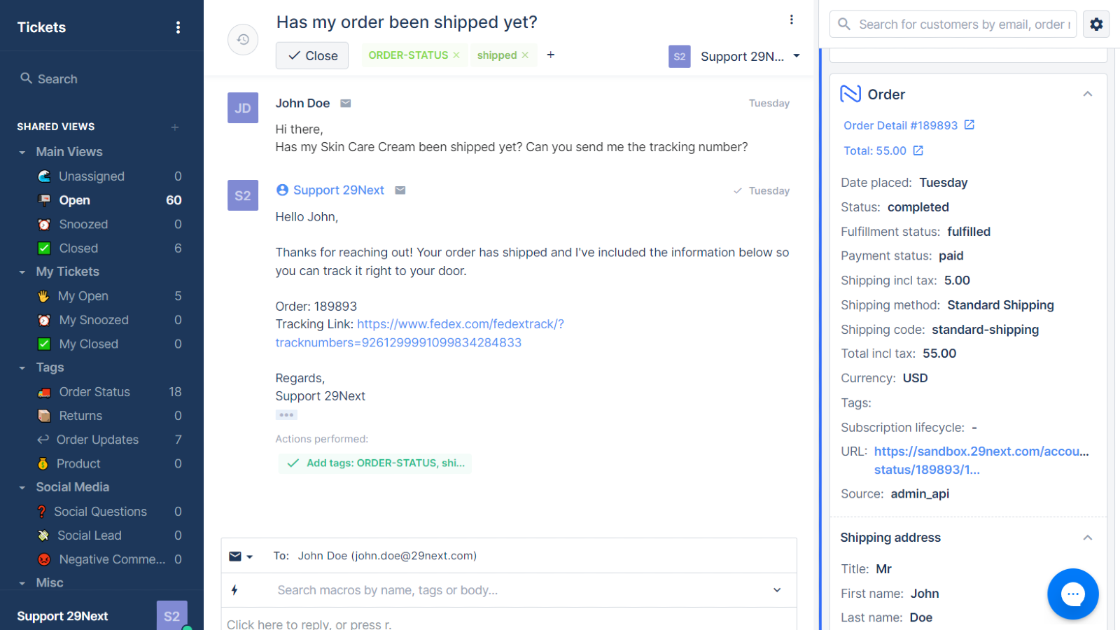 Take care of your shoppers with Gorgias & 29 Next