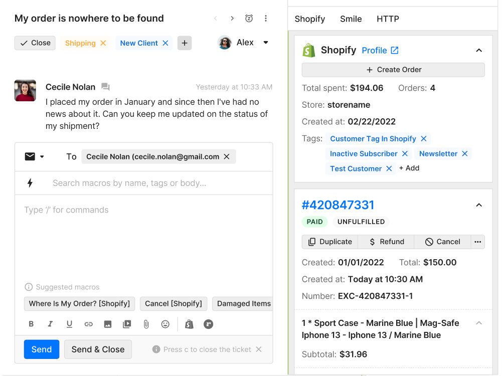 Social media support inside your ecommerce helpdesk | Gorgias