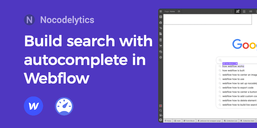 How to build live search (autocomplete) in Webflow - Nocodelytics