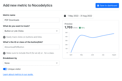 Track PDF downloads in Webflow - Nocodelytics