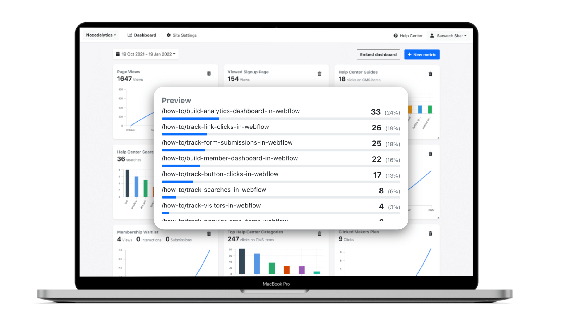 Track popular CMS Pages in Webflow - Nocodelytics