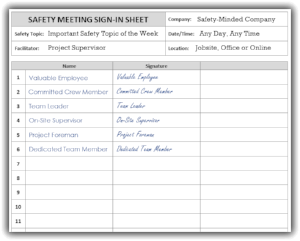 Safety Training Documentation: Managing Sign-in Sheets