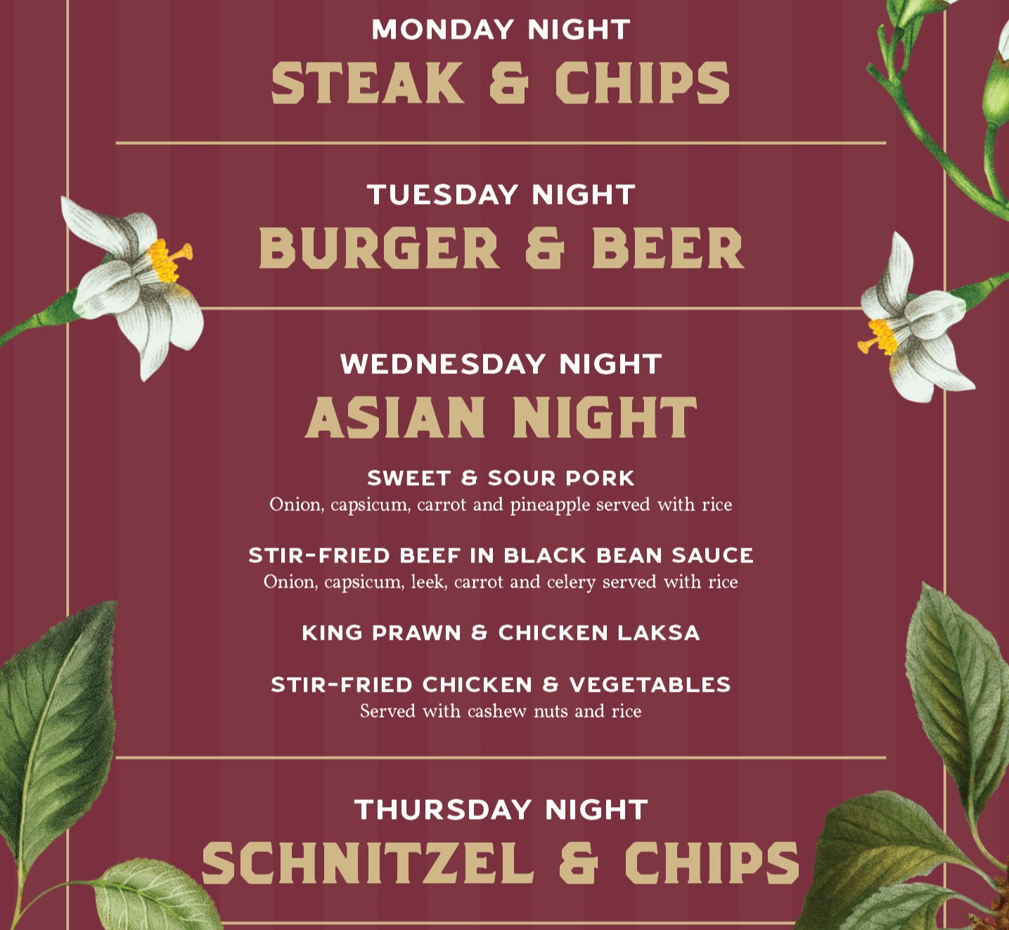Weekly Food Specials | Forestville RSL Club | What's On