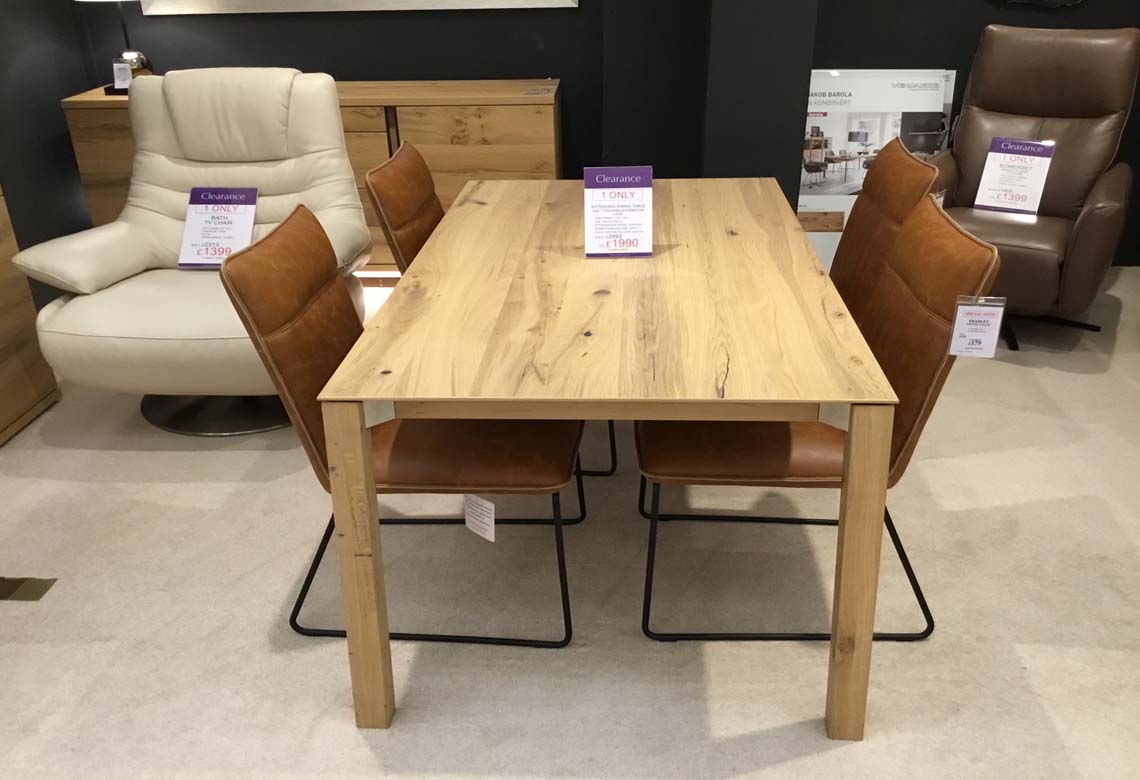 Venjakob Extending Dining Table with 1 Folding Extension Leaf