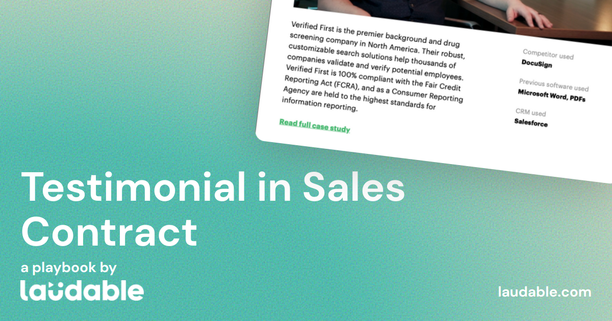 Laudable Playbook: Testimonial in Sales Contract