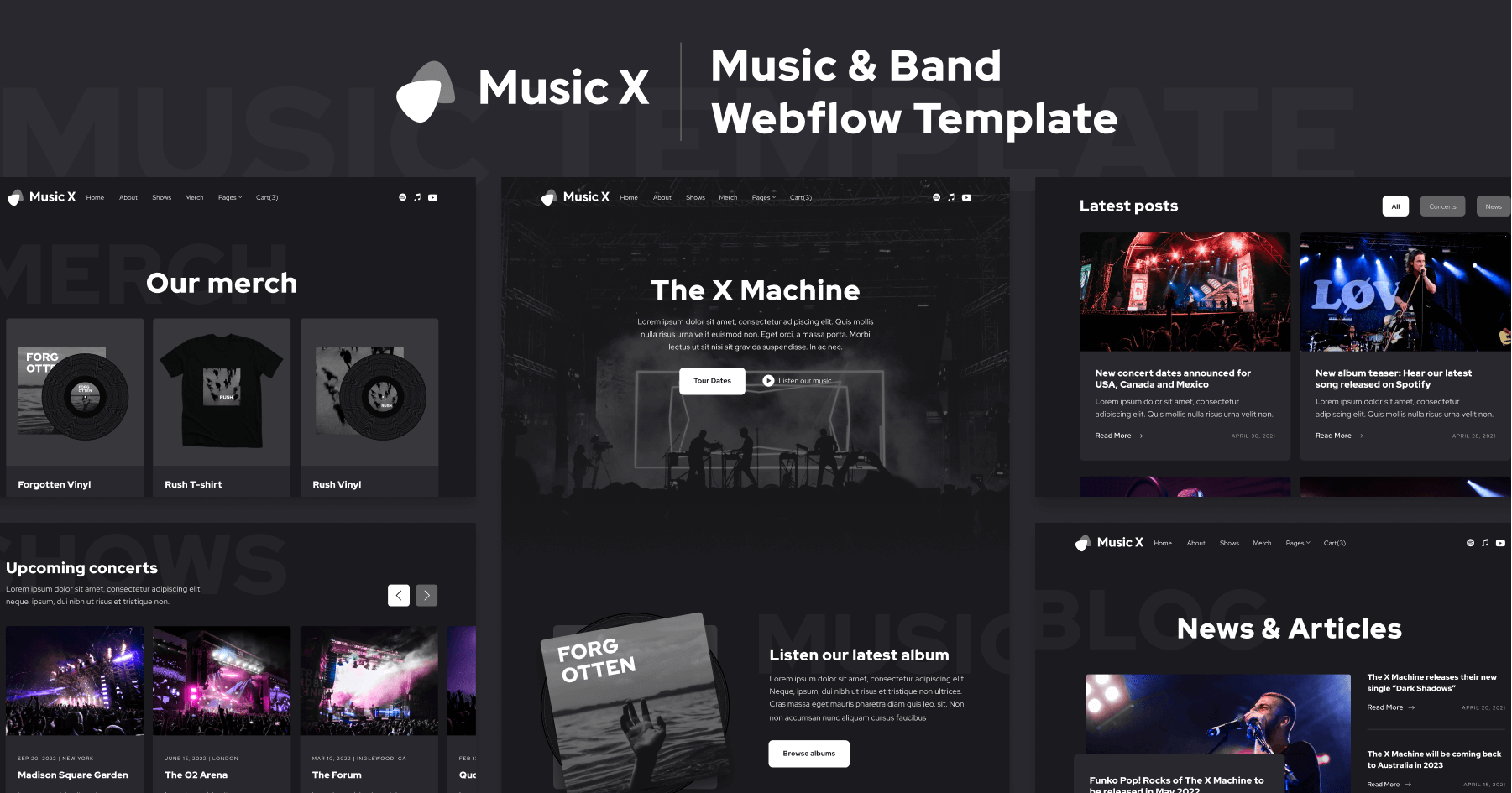 Musician and Music Band Webflow Template - Music X | BRIX Templates