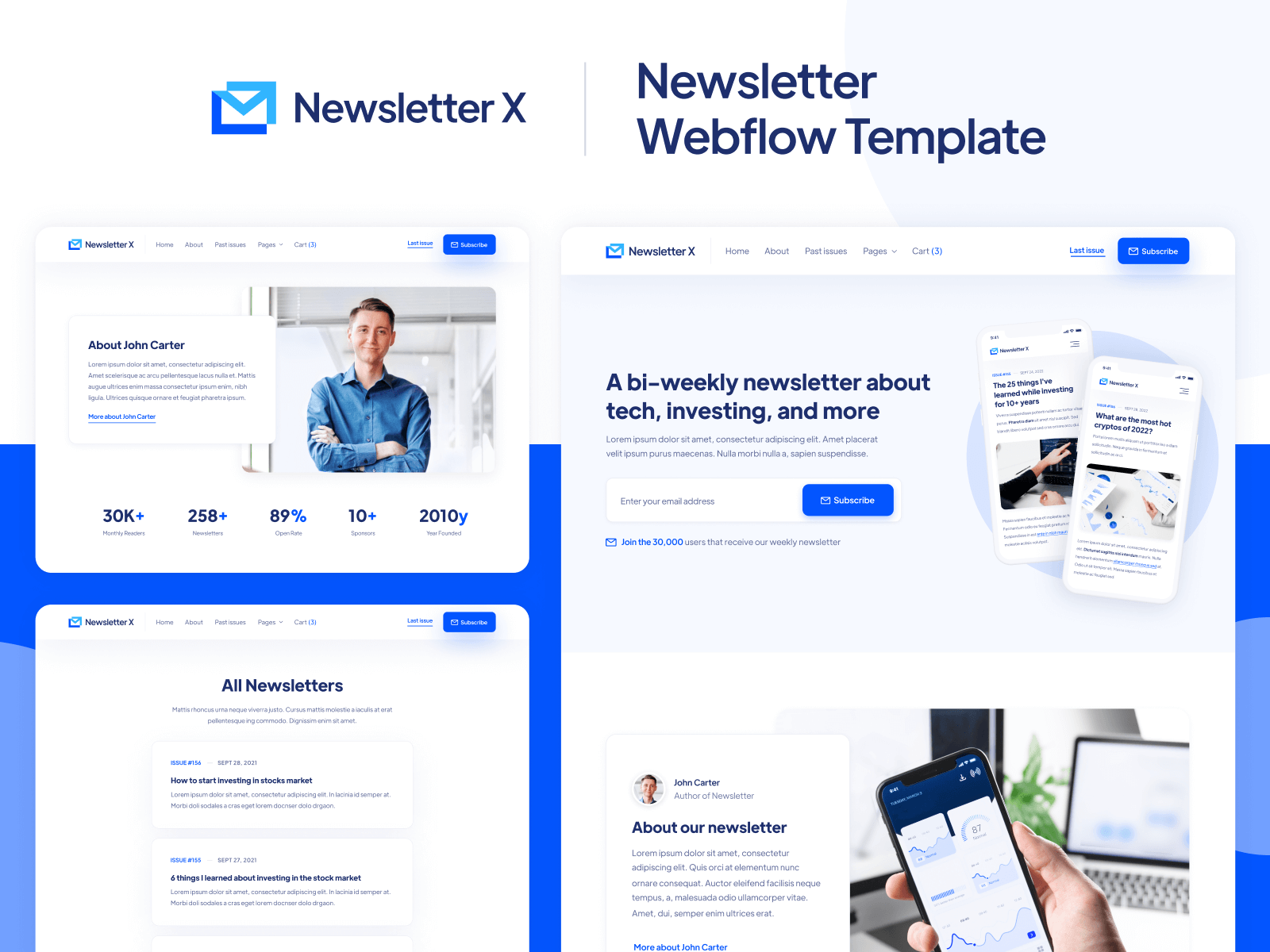 Email Newsletter Webflow Template - Newsletter X | BRIX Templates