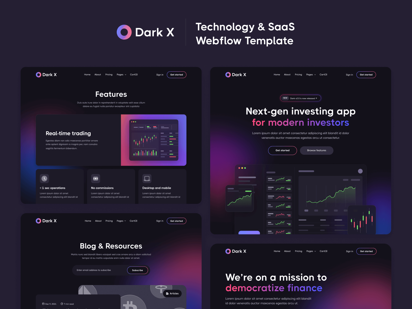 Dark Mode SaaS Webflow Template - Dark X | BRIX Templates