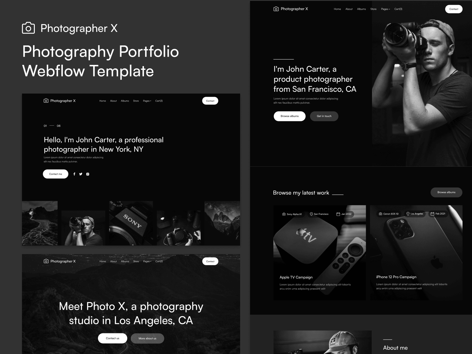 Photography Portfolio Webflow Template & UI Kit - Photographer X | BRIX ...