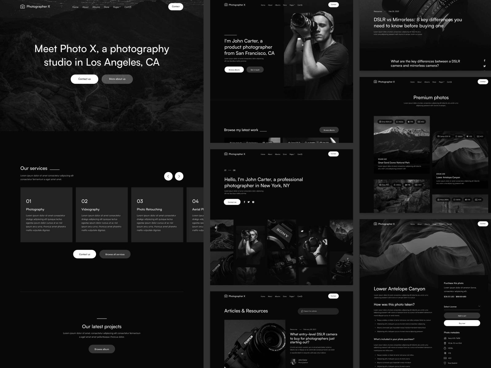 Photography Portfolio Webflow Template & UI Kit - Photographer X | BRIX ...