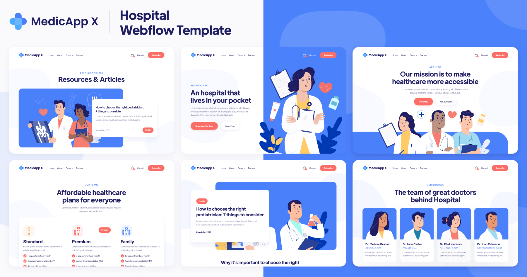 Hospital & Health App Webflow Template - MedicApp X | BRIX Templates