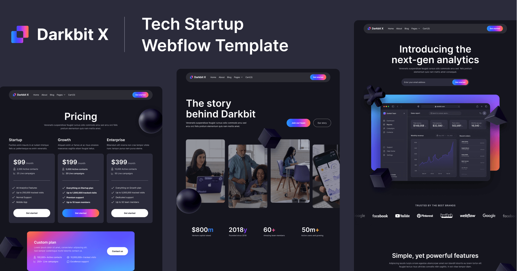 Dark Mode Tech Webflow Template - Darkbit X | BRIX Templates