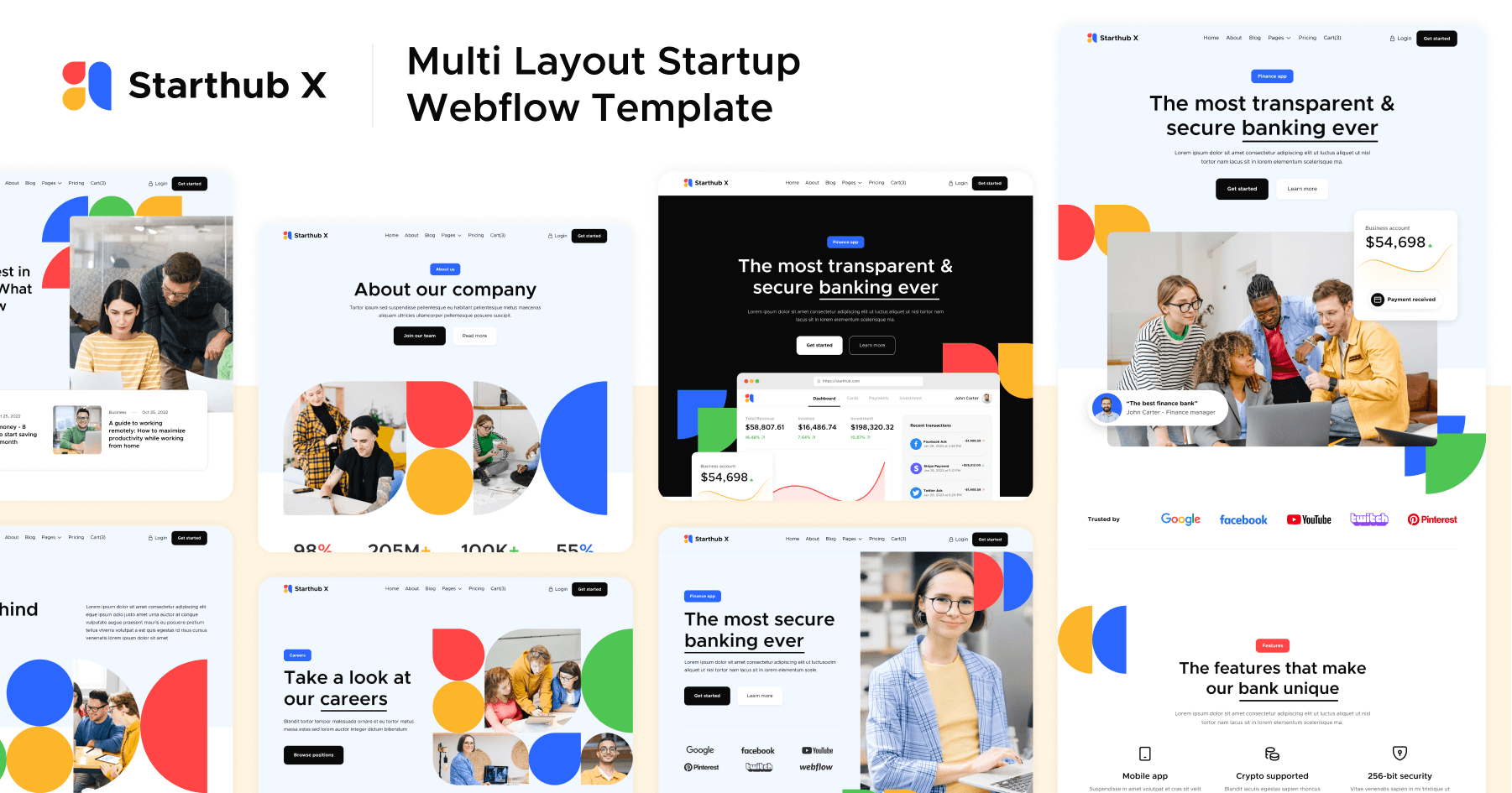 Multi Layout Startup Webflow Template - Starthub X | BRIX Templates