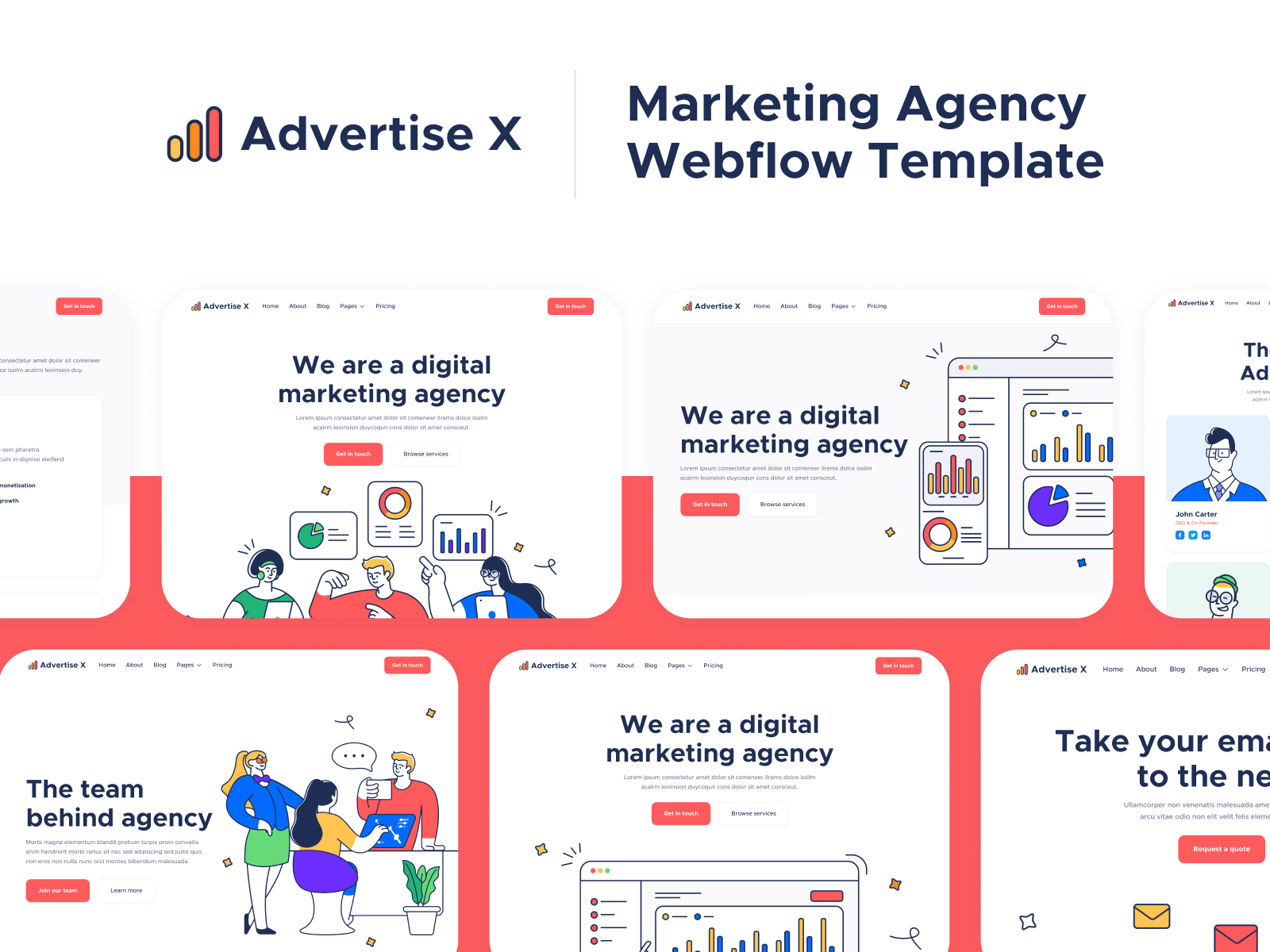 Digital Marketing Agency Webflow Template - Advertise X | BRIX Templates
