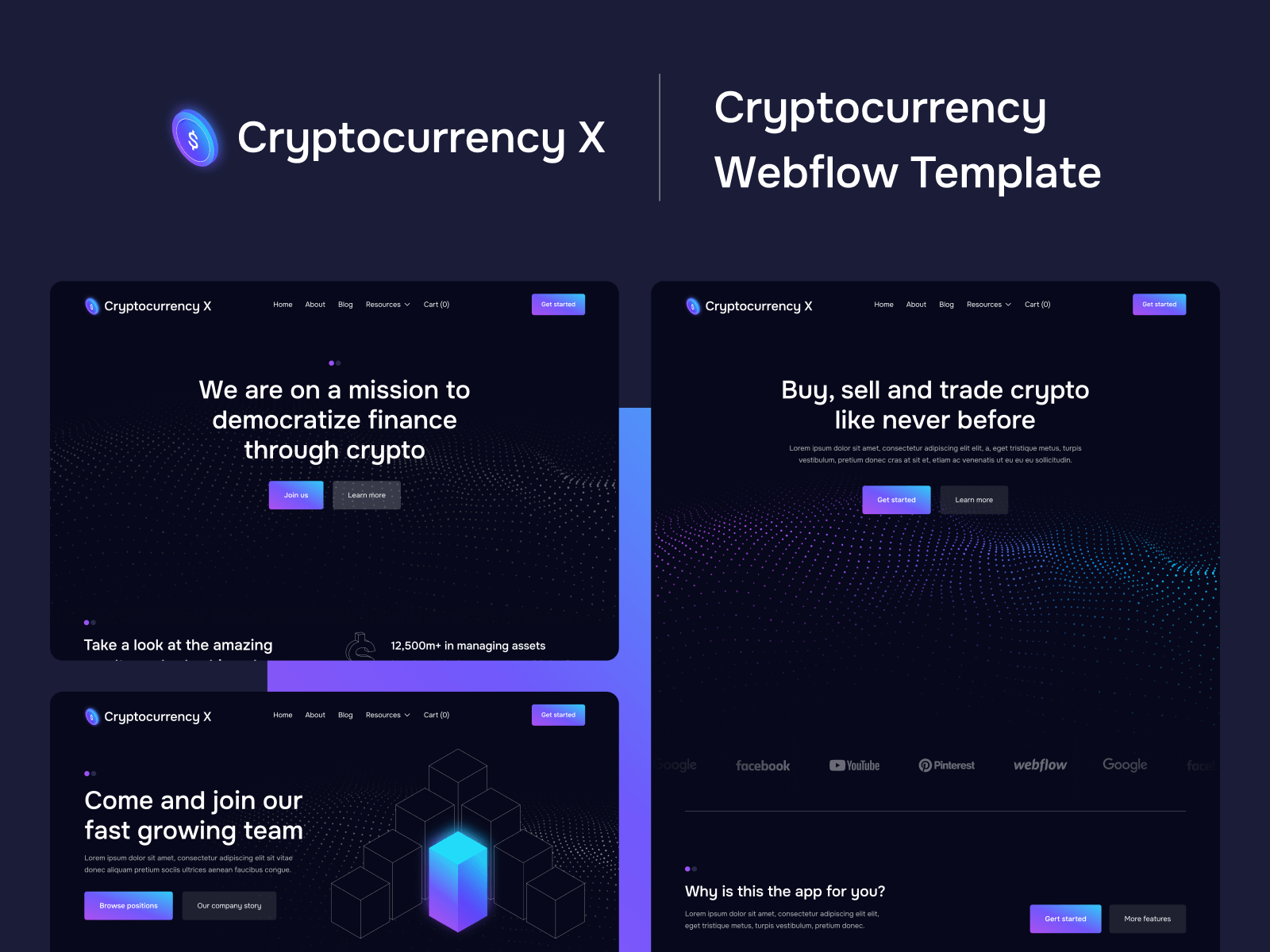 Cryptocurrency Webflow Template - Cryptocurrency X | BRIX Templates