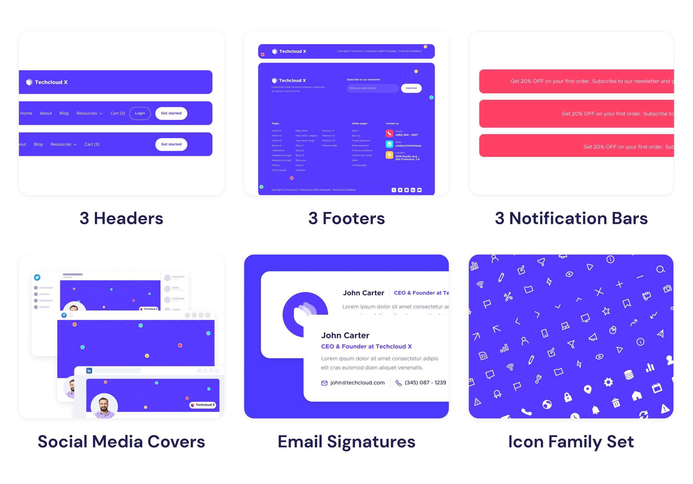 Modern & Colorful SaaS Webflow Template - Techcloud X | BRIX Templates