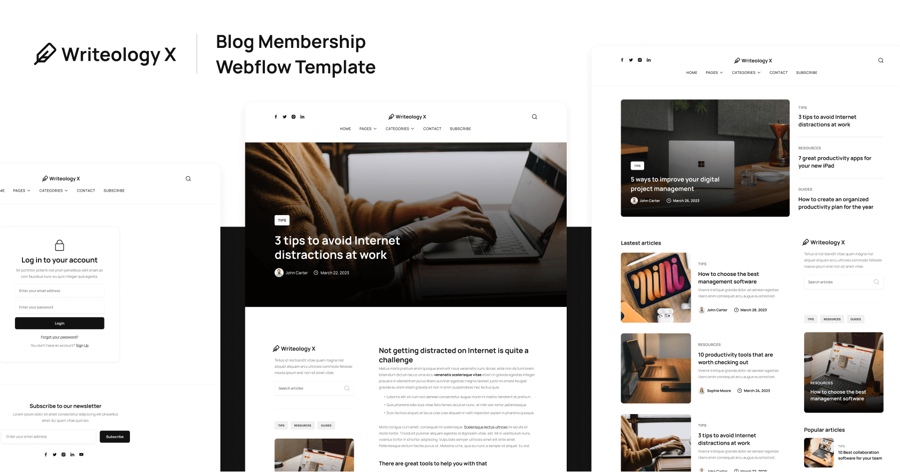 Blog Membership Webflow Template - Writeology X | BRIX Templates