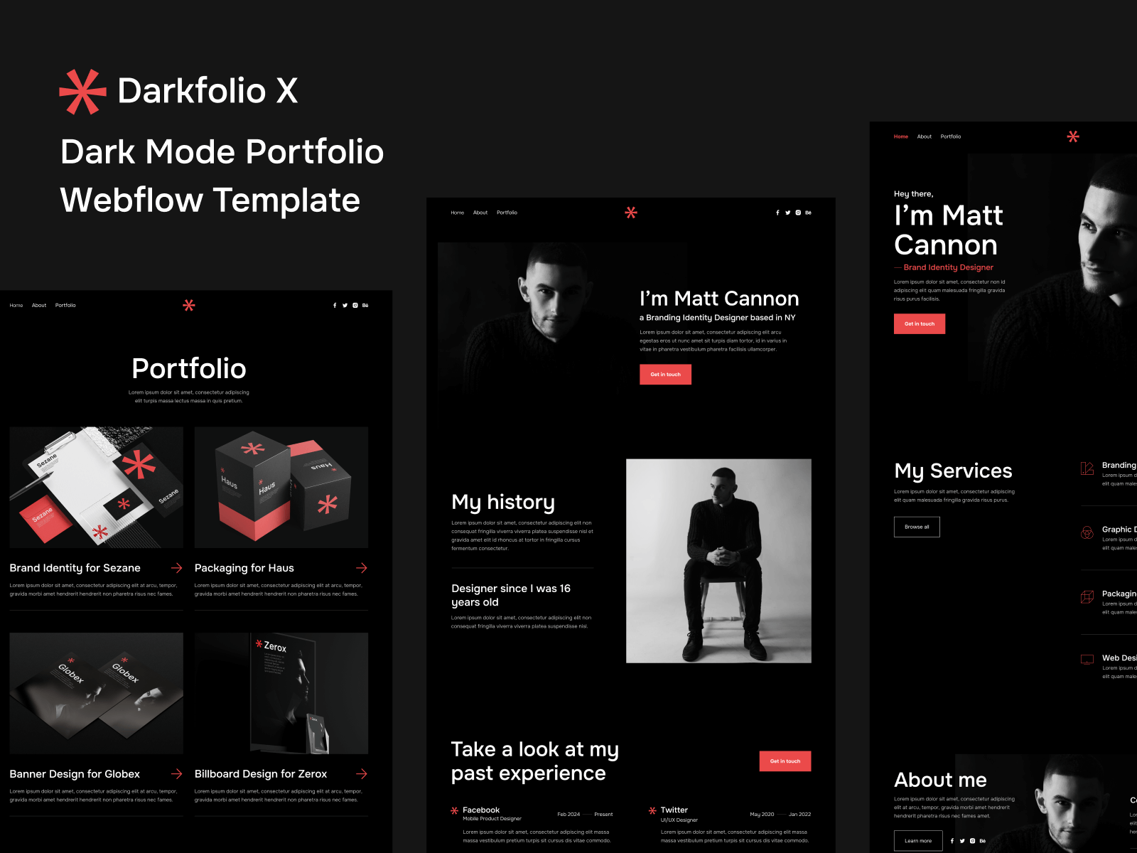 Dark Mode Portfolio Webflow Template - Darkfolio X | BRIX Templates