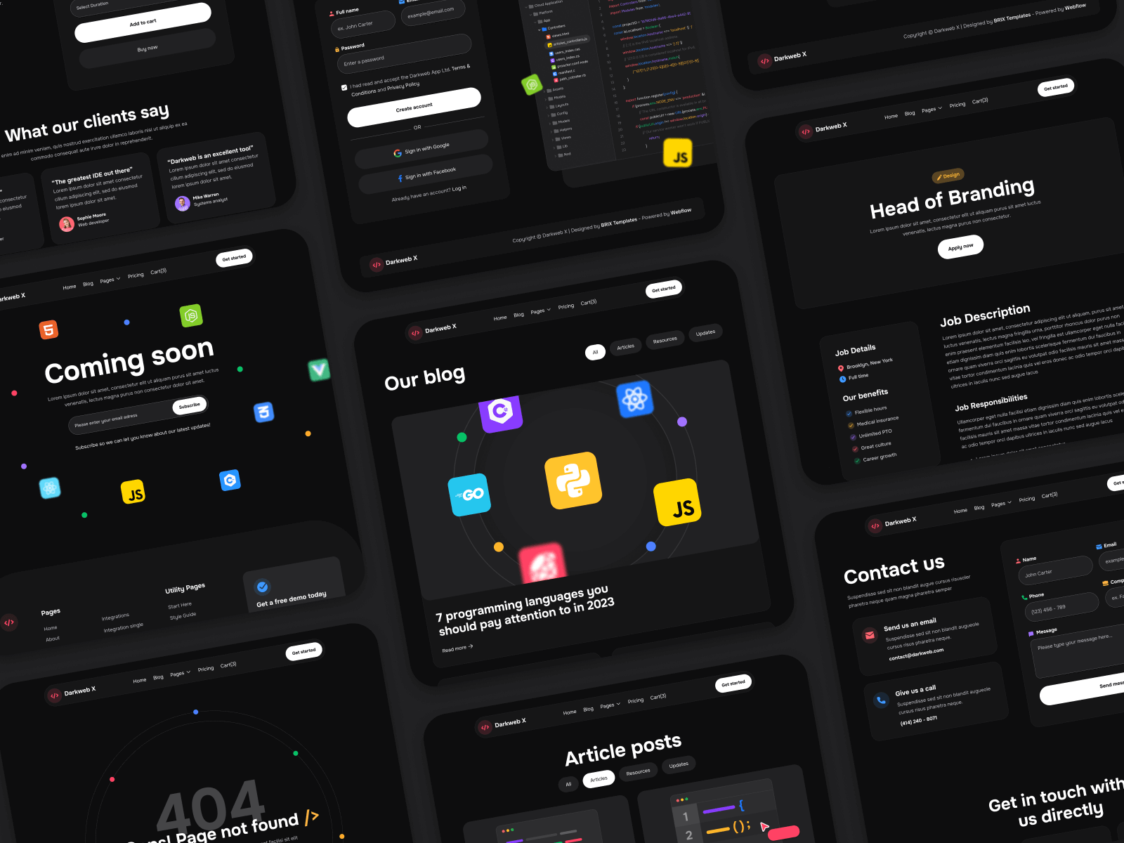 Dark Mode SaaS Webflow Template - Darkweb X | BRIX Templates